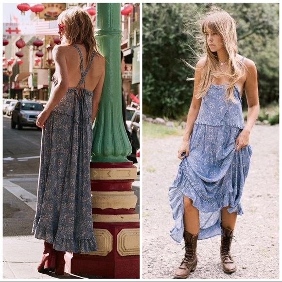 Spell | Dresses | Spell Designs Celestial Midi Strappy Blue Dress ...